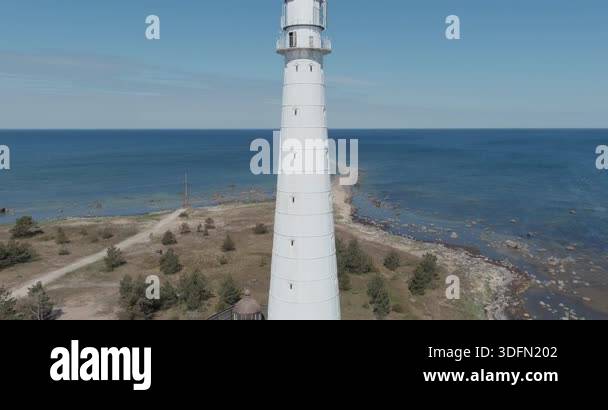 Aerial view of Tahkuna lighthouse, located on the northern tip of the ...