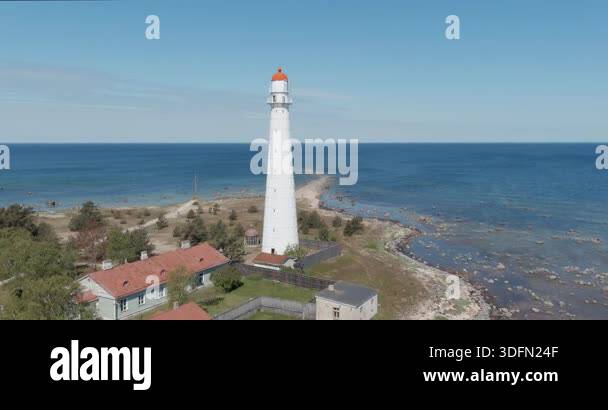 Aerial view of Tahkuna lighthouse, located on the northern tip of the ...