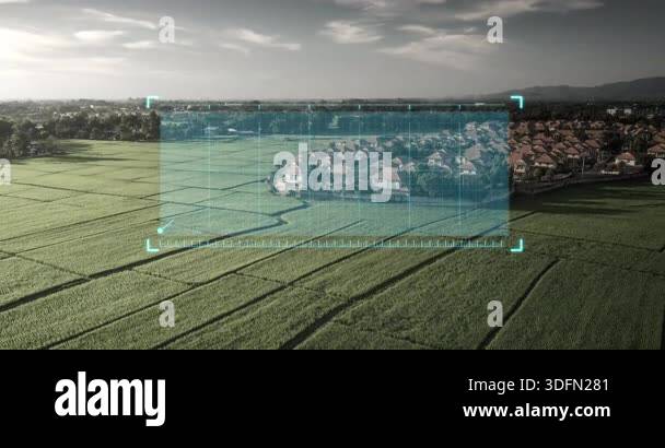 Green fields with dynamic trend graph overlay, illustrating rising land ...