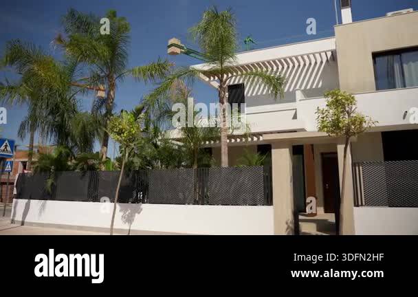 exterior of modern house on the street Stock Video Footage - Alamy