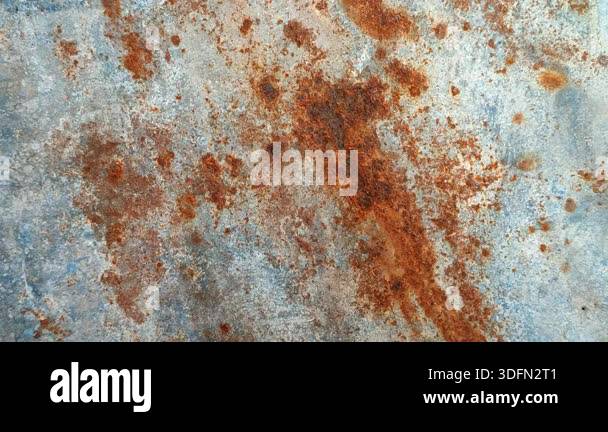Closeup texture of rusty blue painted metal sheet. with heavy corrosion ...