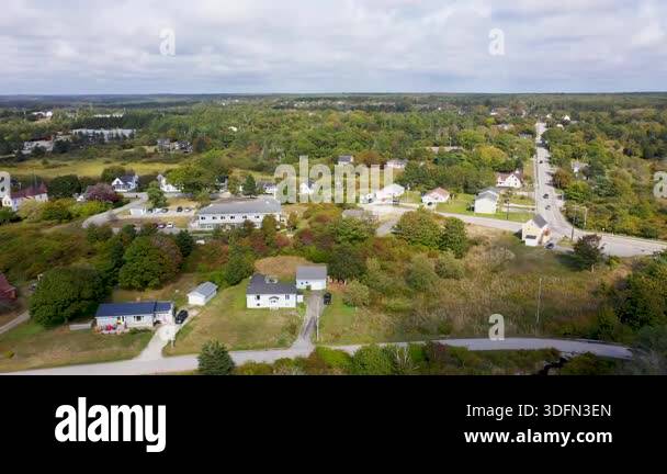 Aerial drone footage of the town of Yarmouth which is a port town in ...