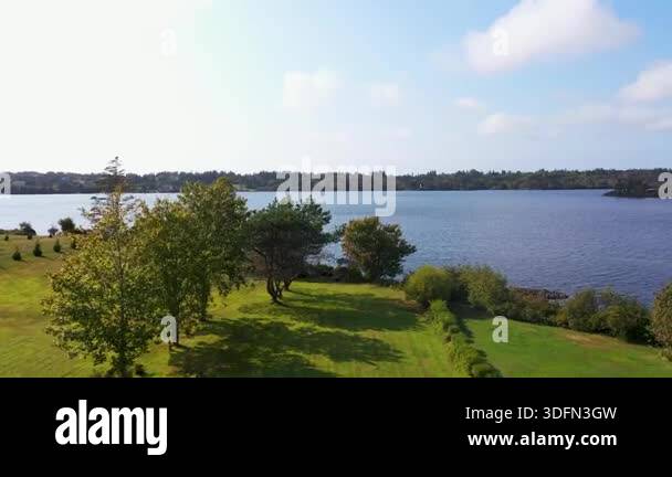 Aerial drone footage of the town of Yarmouth which is a port town in ...