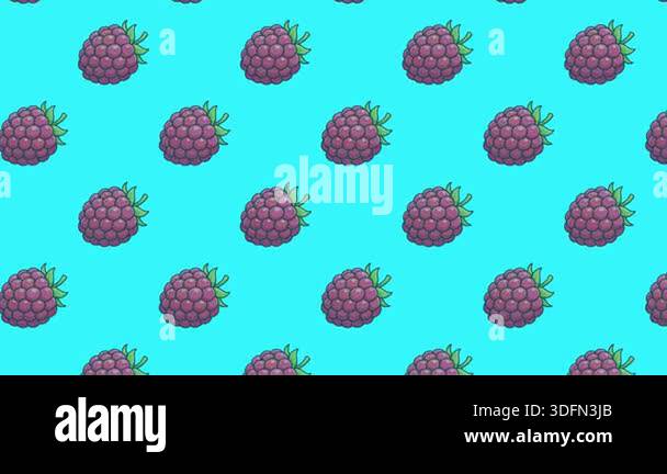 Vibrant seamless loop of cartoon raspberry patterns scrolling on a ...