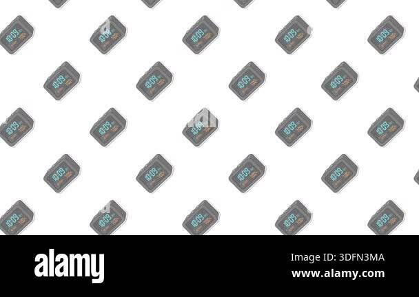 Seamless loop of a digital alarm clock pattern. Gray isometric clocks ...