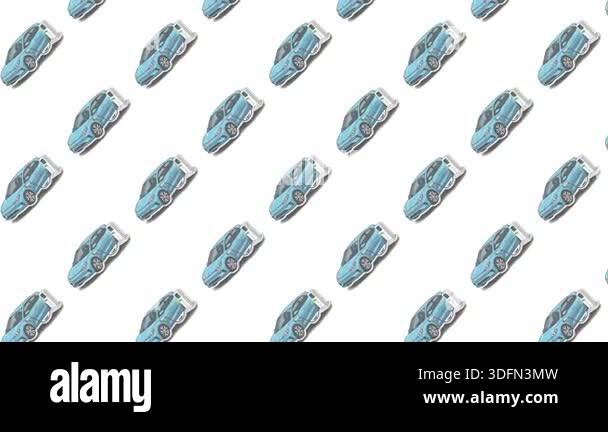 Seamless diagonal pattern featuring blue EV hatchback stickers. This ...