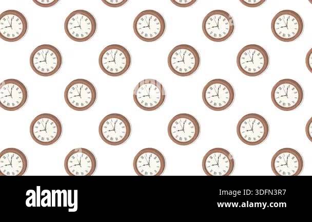 Abstract background animation featuring multiple analog clocks with ...