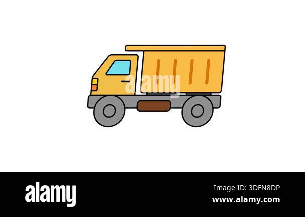 Dump truck animation graphic featuring modern flat icon style and high ...