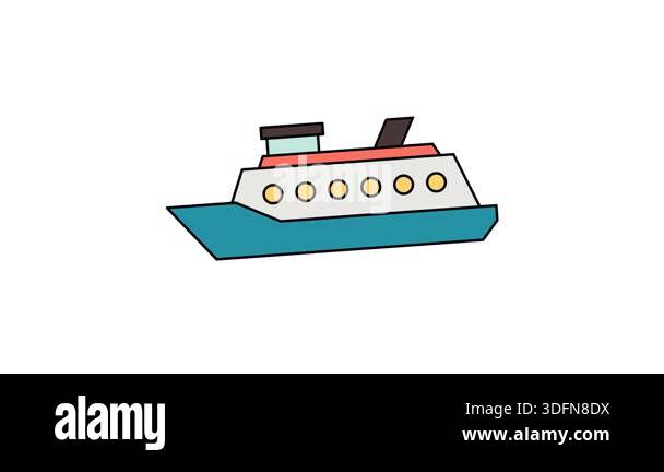 Boat marine transportation icon animation showing clean flat cartoon ...