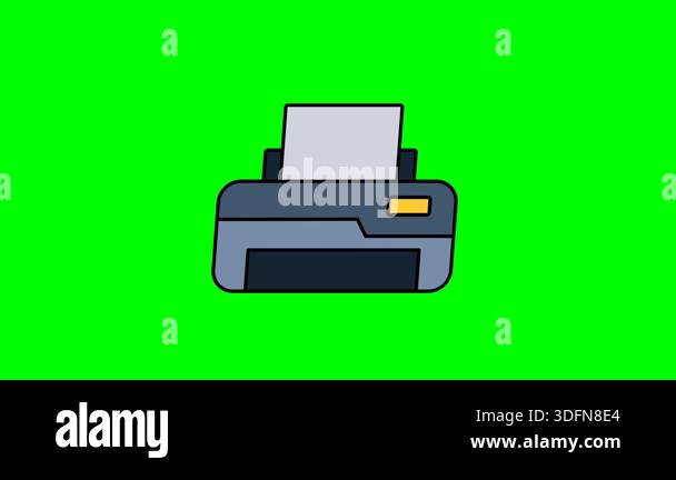 Printer icon animation design featuring simple home printer with clean ...