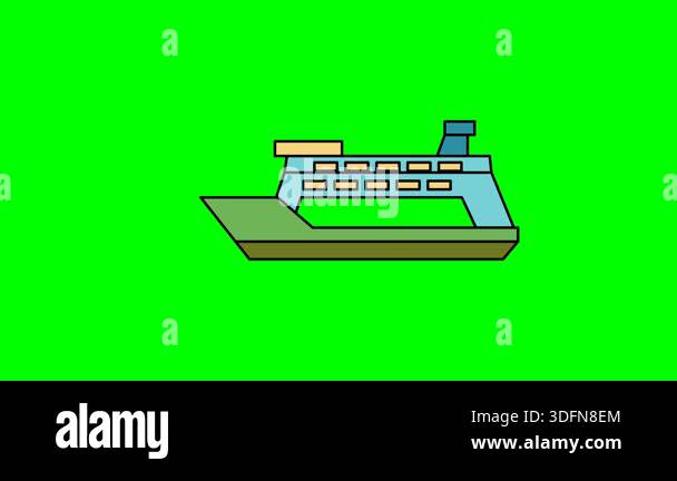 Cruise ship transportation icon animation with simple geometric shapes ...