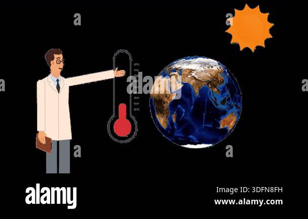 Explainer animation featuring a scientist speaking in the foreground ...