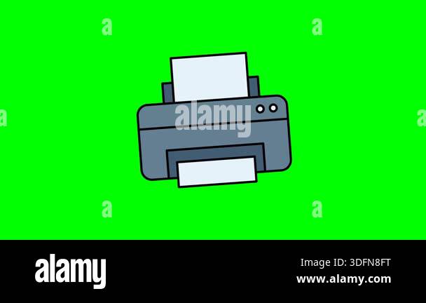 Printer icon animation design representing digital office printer with ...