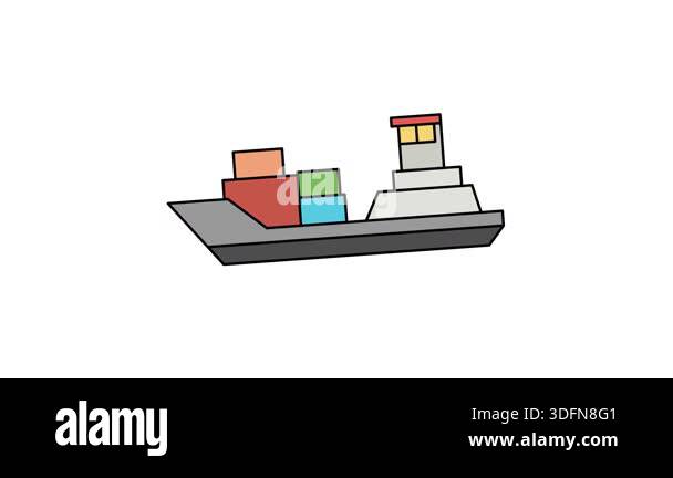 Cargo ship logistics vessel illustration animation featuring simple ...