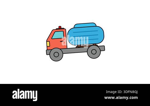 Simple Cargo Truck with Water Tank Representing Liquid Transportation ...