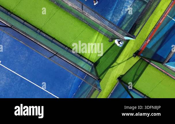 Overhead Blue Courts With Players Moving Into Match And Drills Drone ...