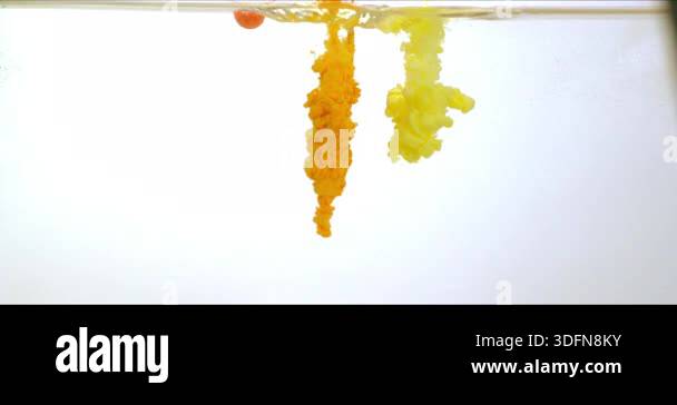 Vivid paints slowly bloom and dance in clear water. Mesmerizing fluid ...