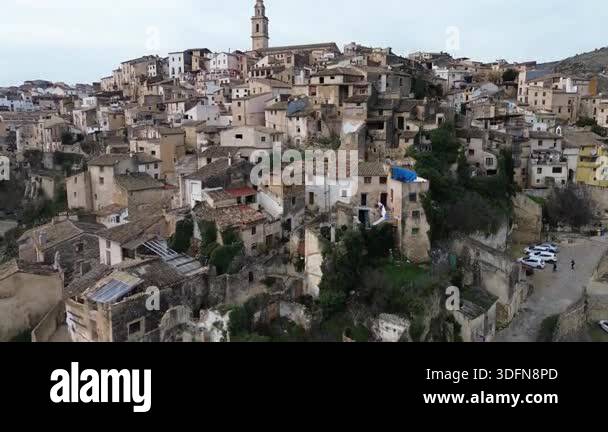 January 02, 2026 Bocairent in Valencia, SpainAerial drone footage of ...