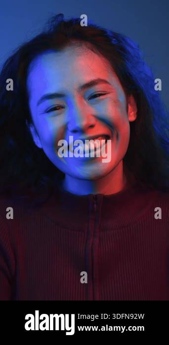 Happy Portrait of Young Asian Woman Looking at Camera and Smiling in ...
