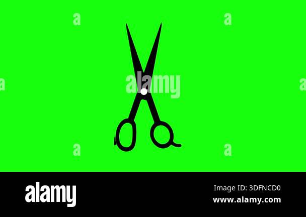 Scissors Cutting Animation on Green Screen Background Stock Video ...