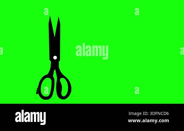 Scissors Cutting Animation on Green Screen Background Stock Video ...