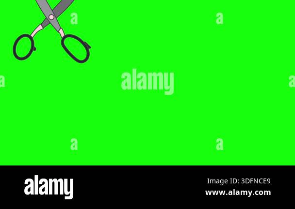 Scissors Cutting Animation on Green Screen Background Stock Video ...