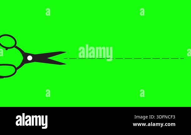 Scissors Cutting Animation on Green Screen Background Stock Video ...