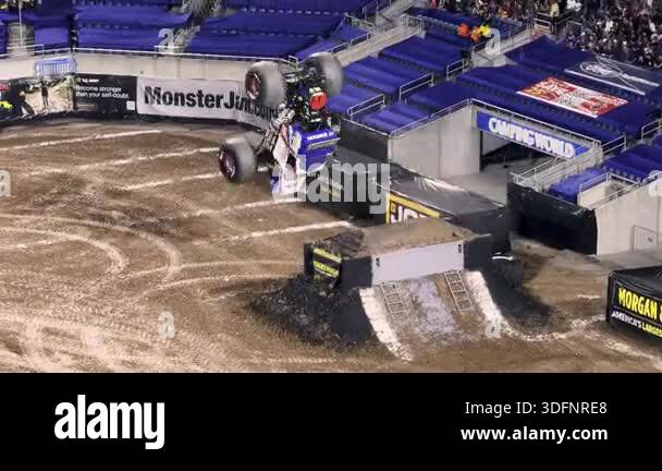 Orlando, Florida, USA - 03.02.2024: A monster truck performs a dramatic ...