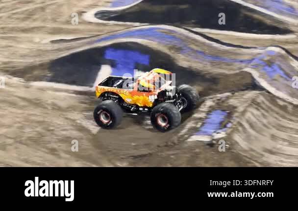 Orlando, Florida, USA - 03.02.2024: A monster truck speeds across a ...
