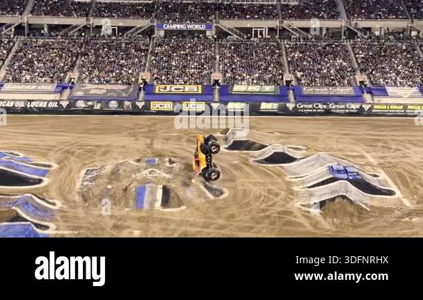 Orlando, Florida, USA - 03.02.2024: A monster truck performs a dramatic ...