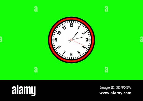 Spinning clock animation showing a modern round clock with a white dial ...