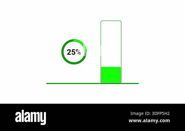 4K animated percentage bar chart featuring a green circular progress ...