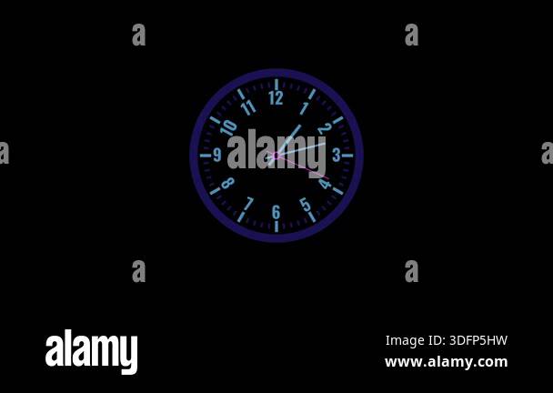 A rotating clock animation featuring a round clock face, clear hour ...
