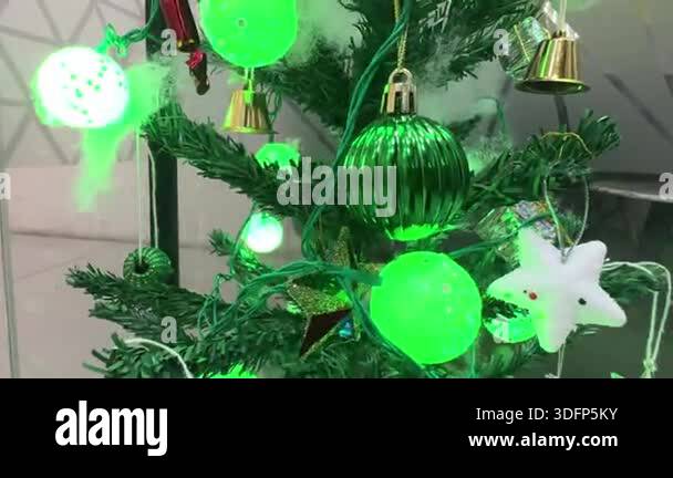 Close-up view of christmas decorations on fir tree Stock Video Footage ...