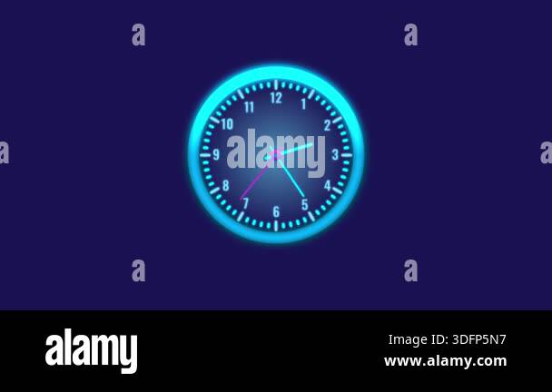 Spinning clock animation showing a round clock with clear hour numbers ...