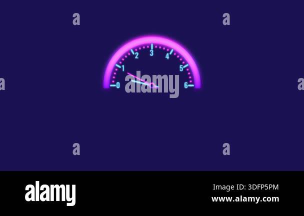 Speedometer speed animation showing a neon pink semicircle, light blue ...