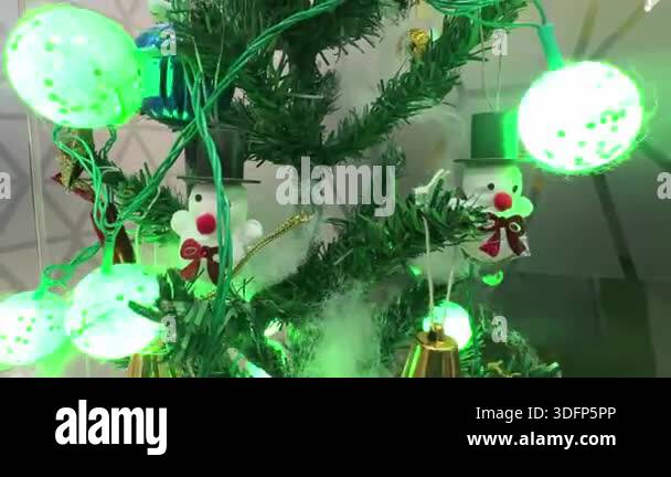 Close-up view of christmas decorations on fir tree Stock Video Footage ...