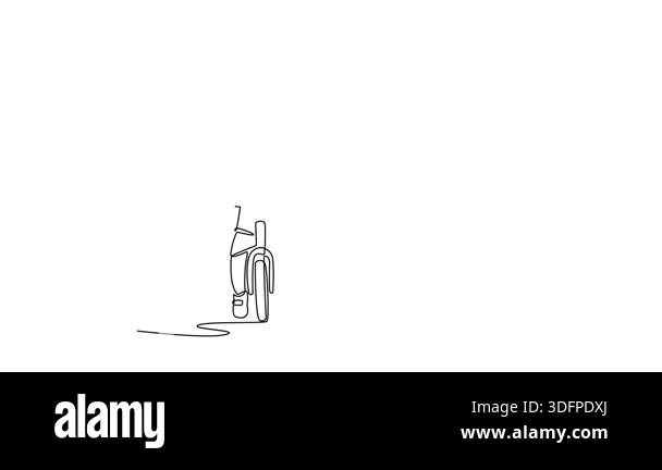 Animated self drawing of continuous line draw man father guiding boy ...
