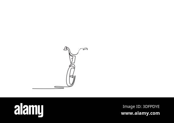 Animated self drawing of continuous line draw happy man father running ...