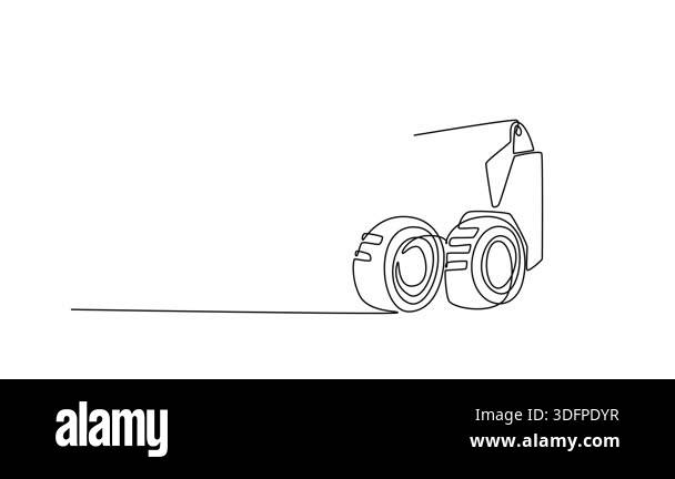 Animated self drawing of continuous line draw compact skid steer loader ...