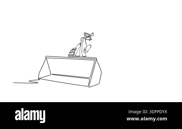 Animated self drawing of continuous line draw wheel loader construction ...