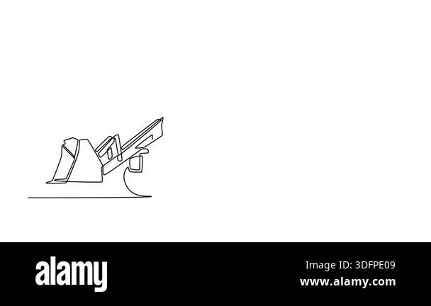 Self drawing animation single line draw industrial backhoe loader ...
