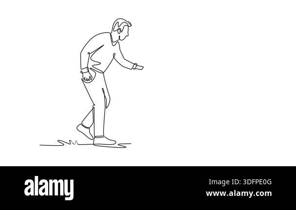 Animated self drawing of continuous line draw father helping daughter ...