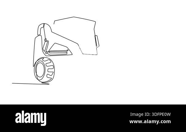 Animated self drawing of continuous line draw skid steer loader, sturdy ...