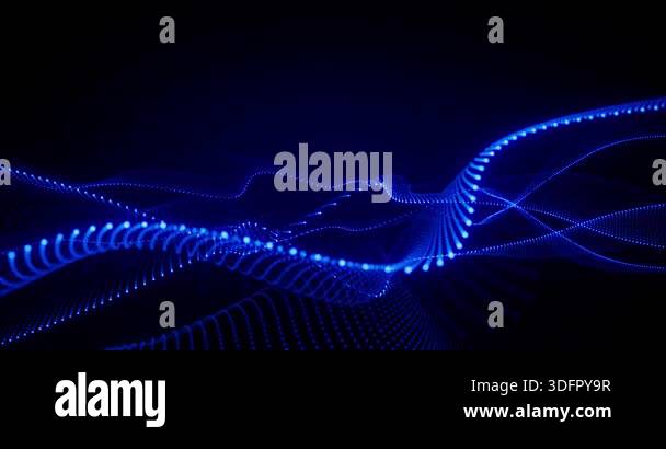 digital particle wave big data visualization background loop animated ...