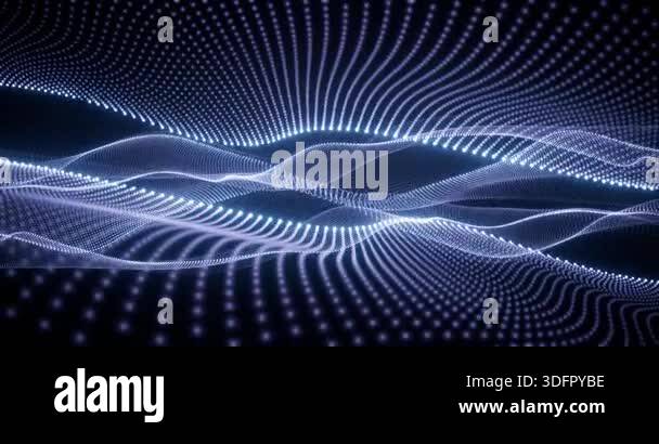 digital particle wave big data visualization background loop animated ...