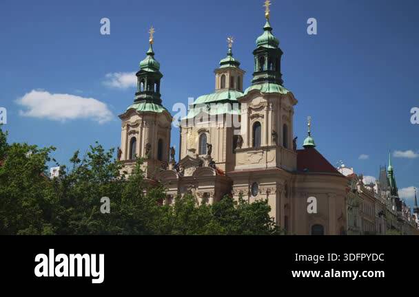 Saint Nicholas Church under blue sky in Prague Stock Video Footage - Alamy