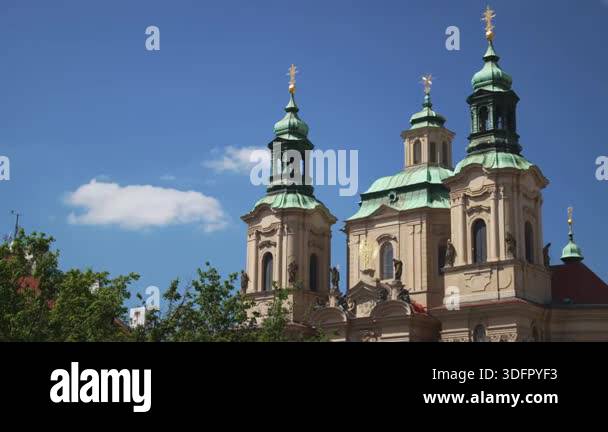 Saint Nicholas Church under blue sky in Prague Stock Video Footage - Alamy