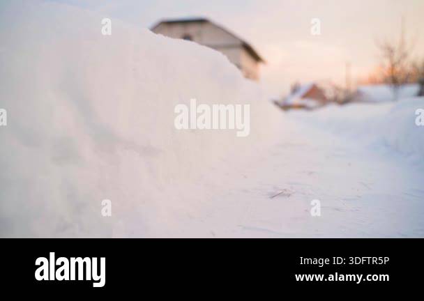 High level of snow. Cleared path from snow after precipitation, close ...