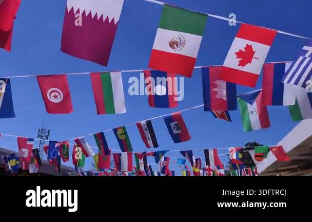 Video footage 4k. National flags of Madagascar, Laos, Cambodia, Syria ...